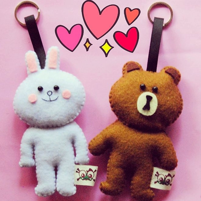 LINE character felt doll keychain Brown and Cony Sally | Etsy