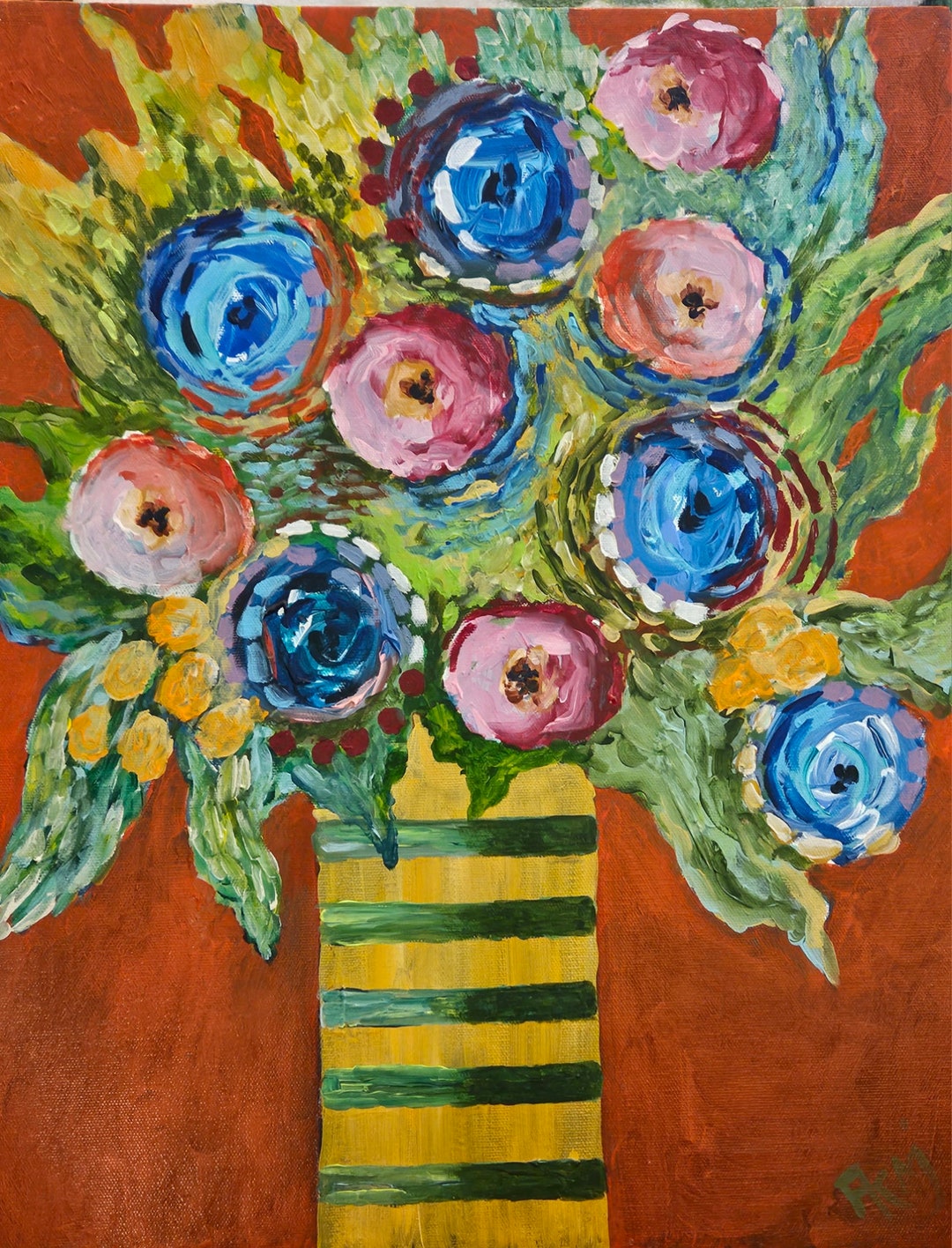 16x20 BLOOM FREELY Original Floral Acrylic Painting on Canvas - Etsy