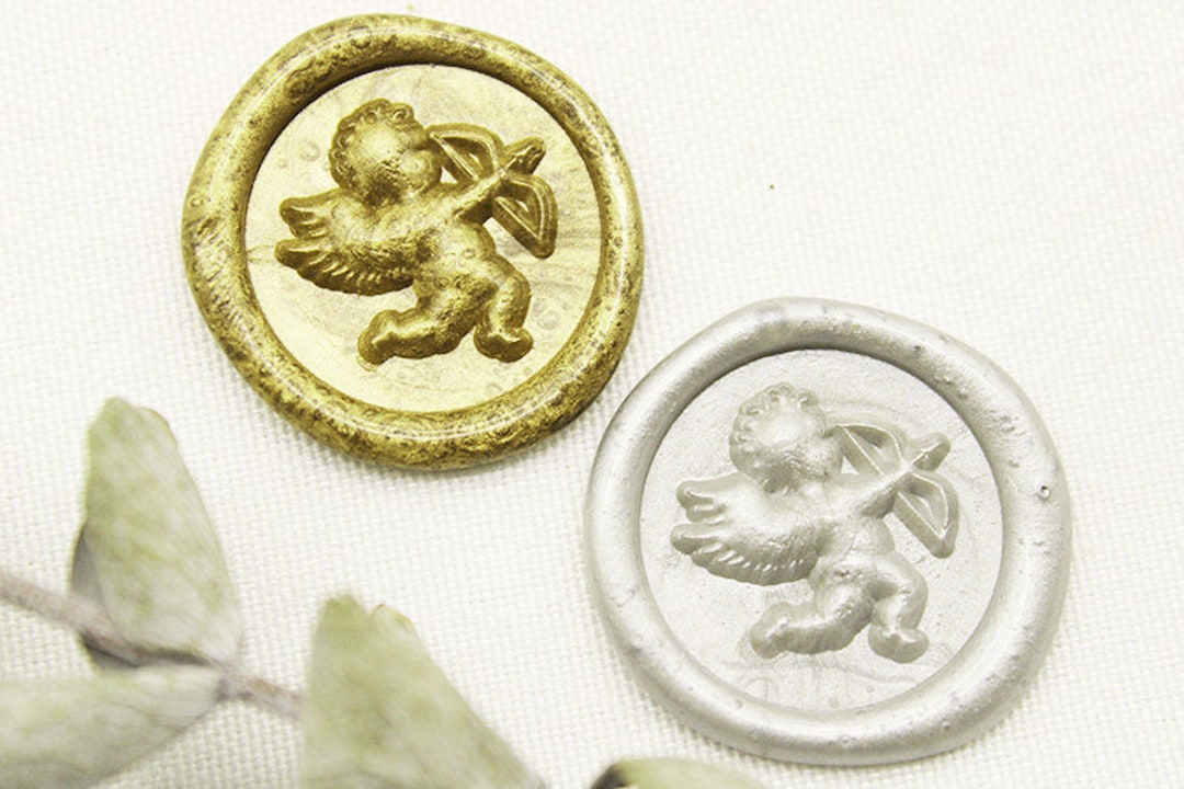 3D CUPID LOVE ARROW Wax Seal Stamp, Embossed Cupid Fairy Angel Wax Seal ...