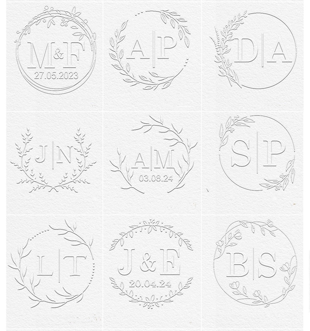 Wedding Monogram Embosser Stamp,personalized 2 Initials Embosser Stamp ...