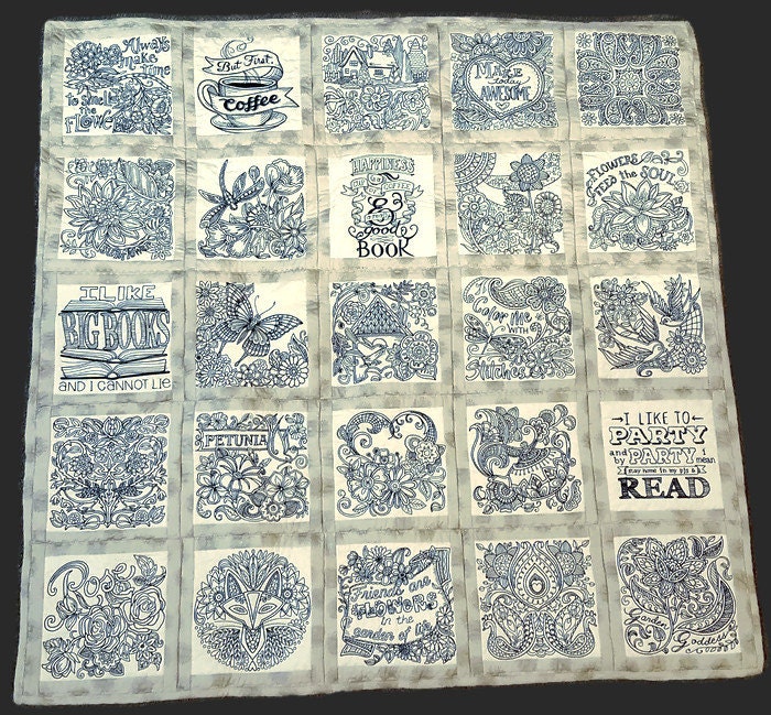 Color Me Stitches Quilt, Coloring Quilt, Adult Coloring Quilt ...