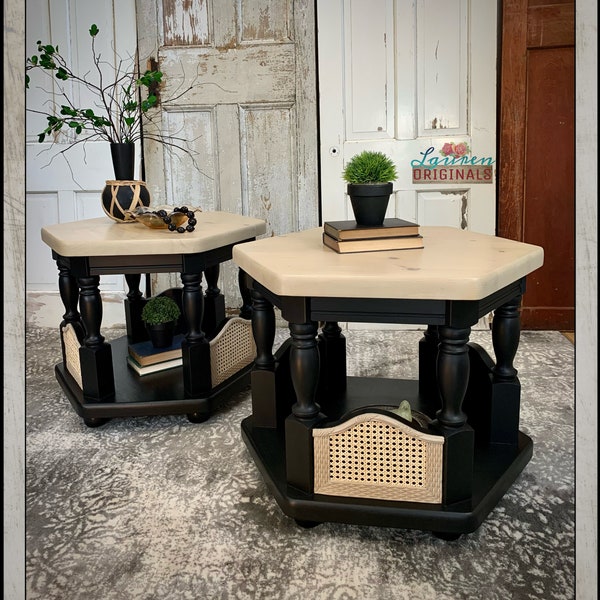 Black Hexagon End Table - Etsy