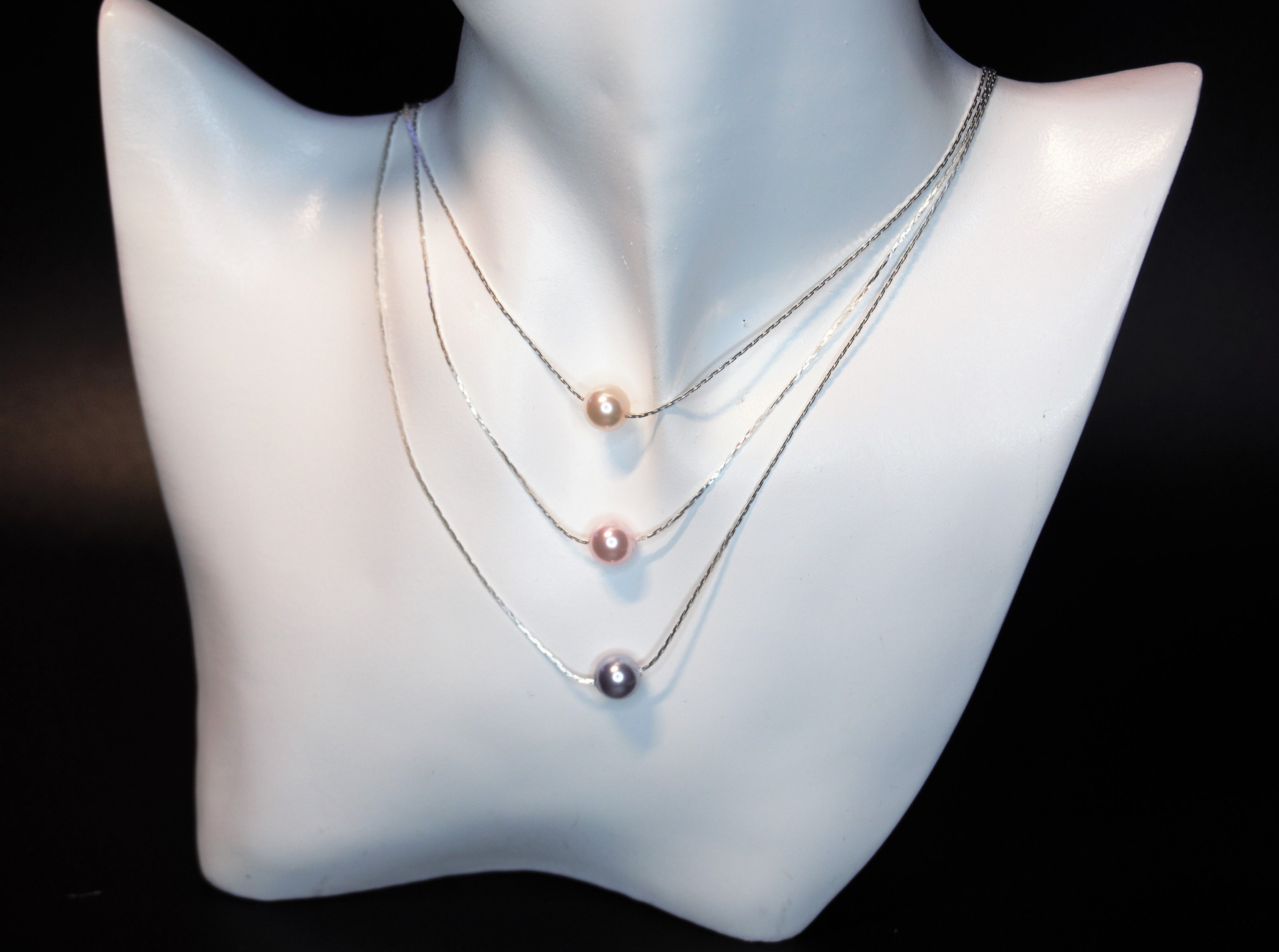 Single pearl necklace silver pearl necklace Swarovski pearl | Etsy