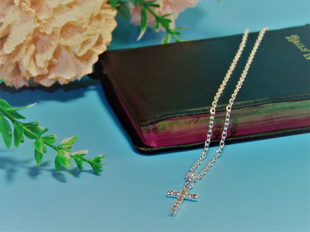 Rhinestone Diamante Cross Necklace Choose Length Bellecrystals ...