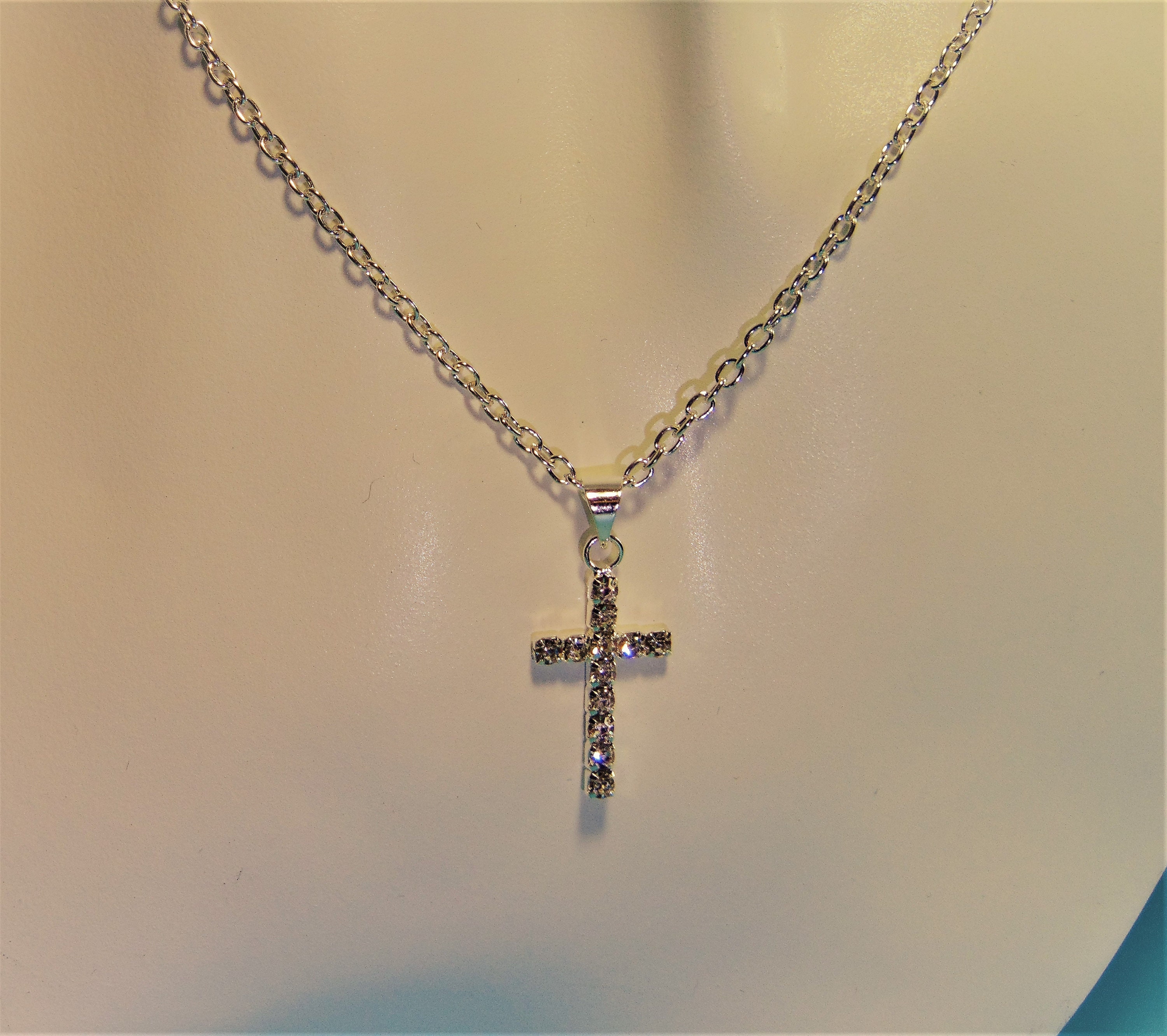 Rhinestone Diamante Cross Necklace Choose Length Bellecrystals ...