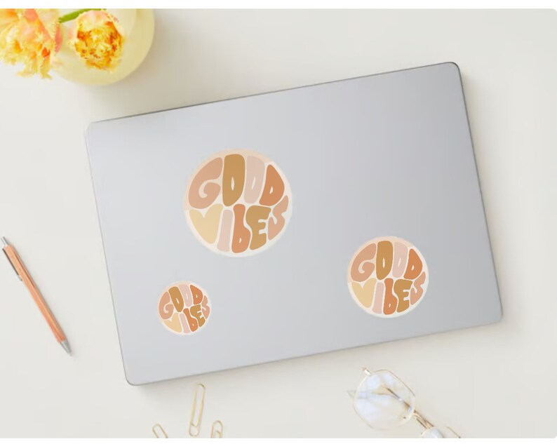 Printable Stickers Bundle GOOD VIBES, Set of 5, Printable Groovy, PDF ...