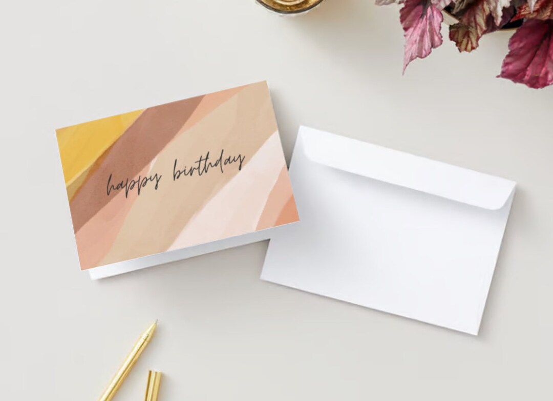 Printable Boho Happy Birthday Card , Modern Birthday Card, Instant ...