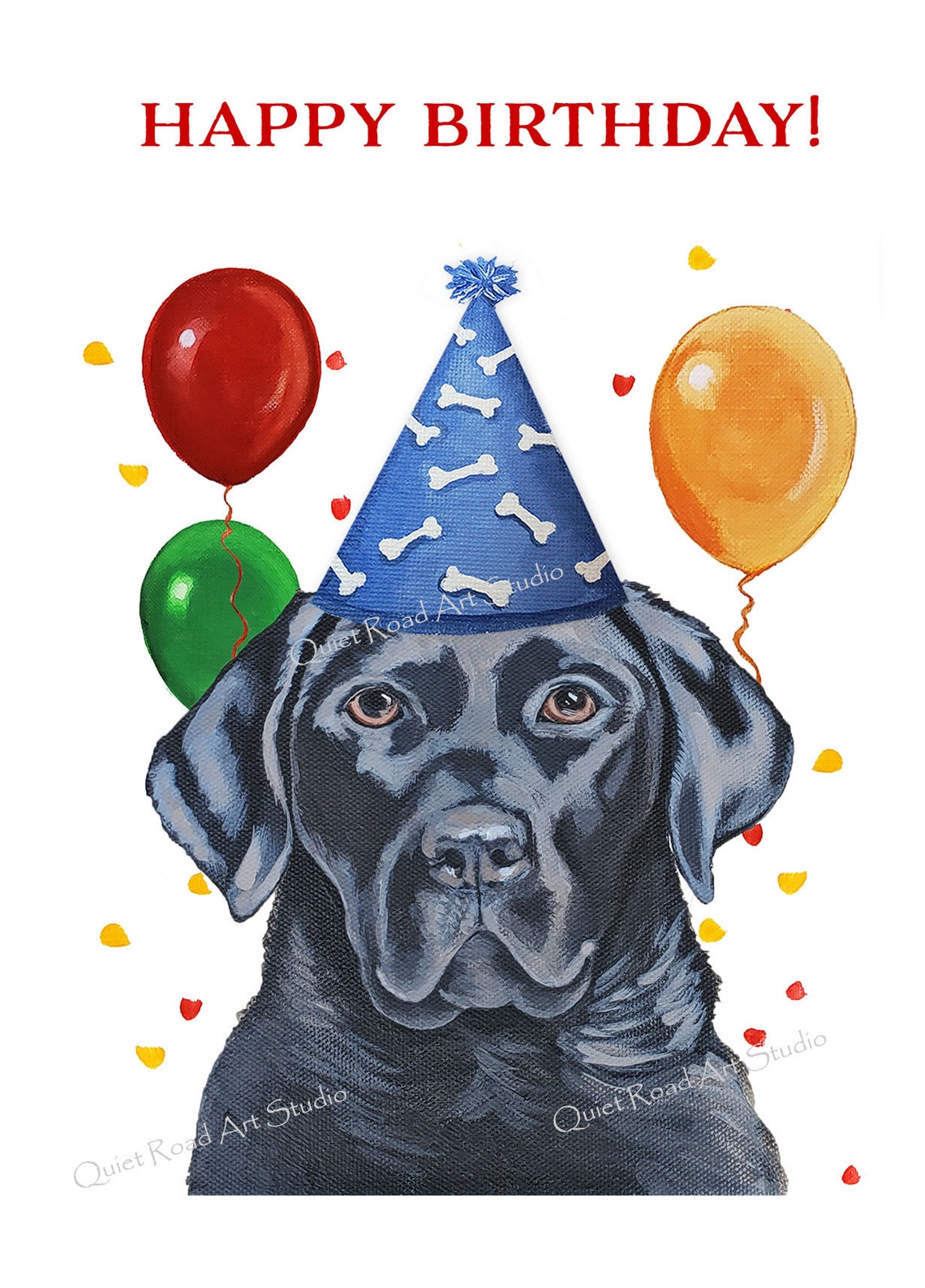 Labrador Card, Lab Birthday Card, Black Lab, Black Labrador Retriever ...