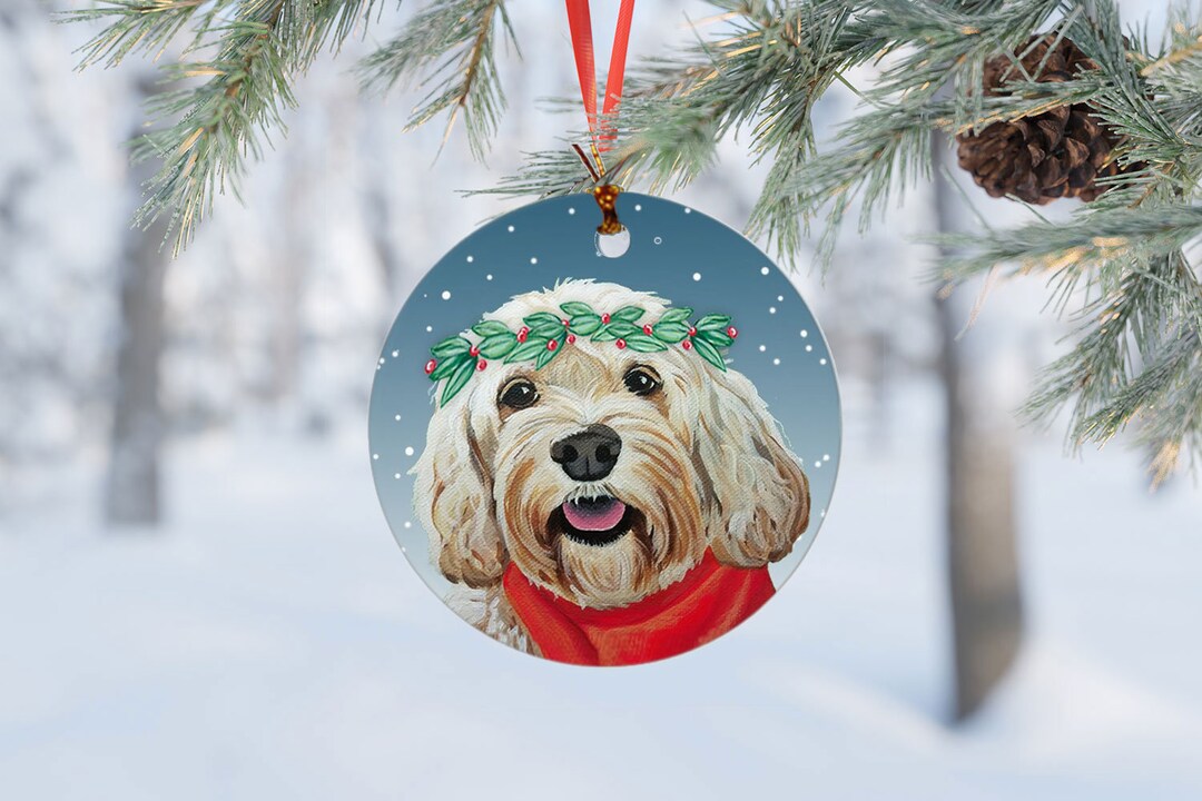 Cockapoo Christmas Ornament: Boho Dog With Floral Crown - Etsy