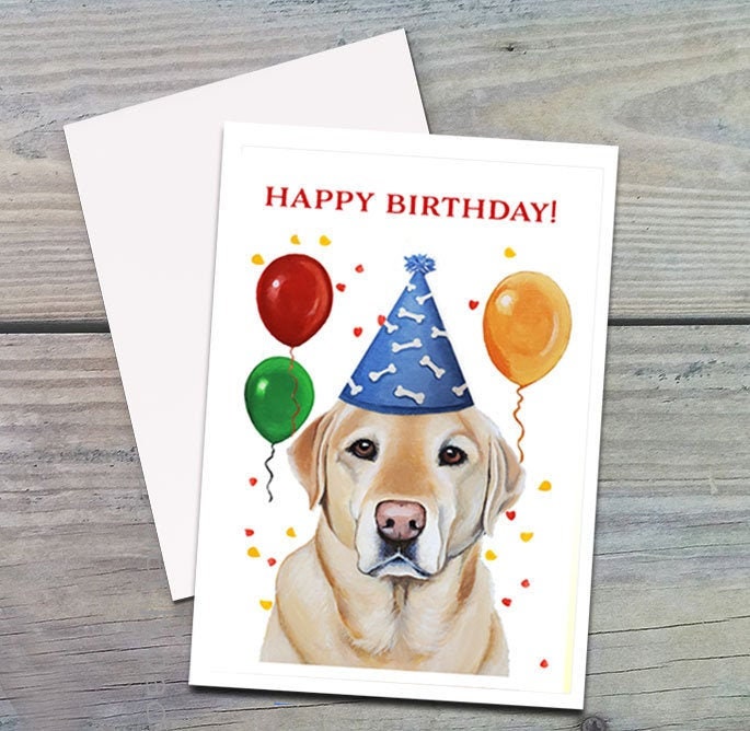 Yellow Lab Birthday Card: Dog Lover Greeting Card - Etsy