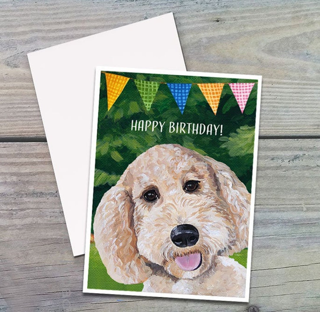 Doodle Birthday Card, Golden Doodle Card, Happy Birthday From Doodle ...