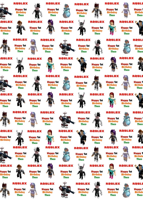 Personalised Roblox inspired Birthday Wrapping Paper. | Etsy