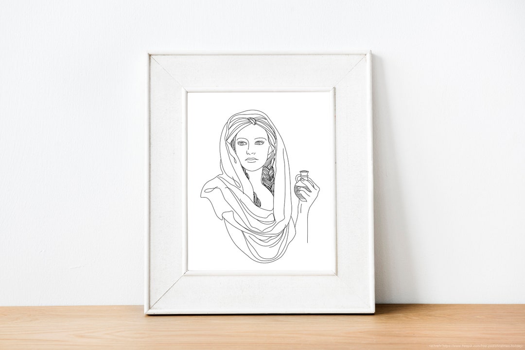 Mary Magdalene Line Art Downloadable Print, Print From Home - Etsy