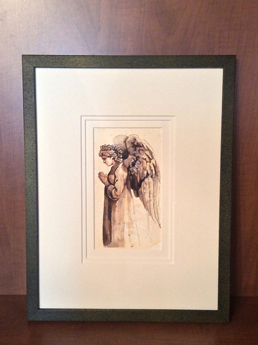 Praying Angel - Original Ink Wash Painting - Etsy