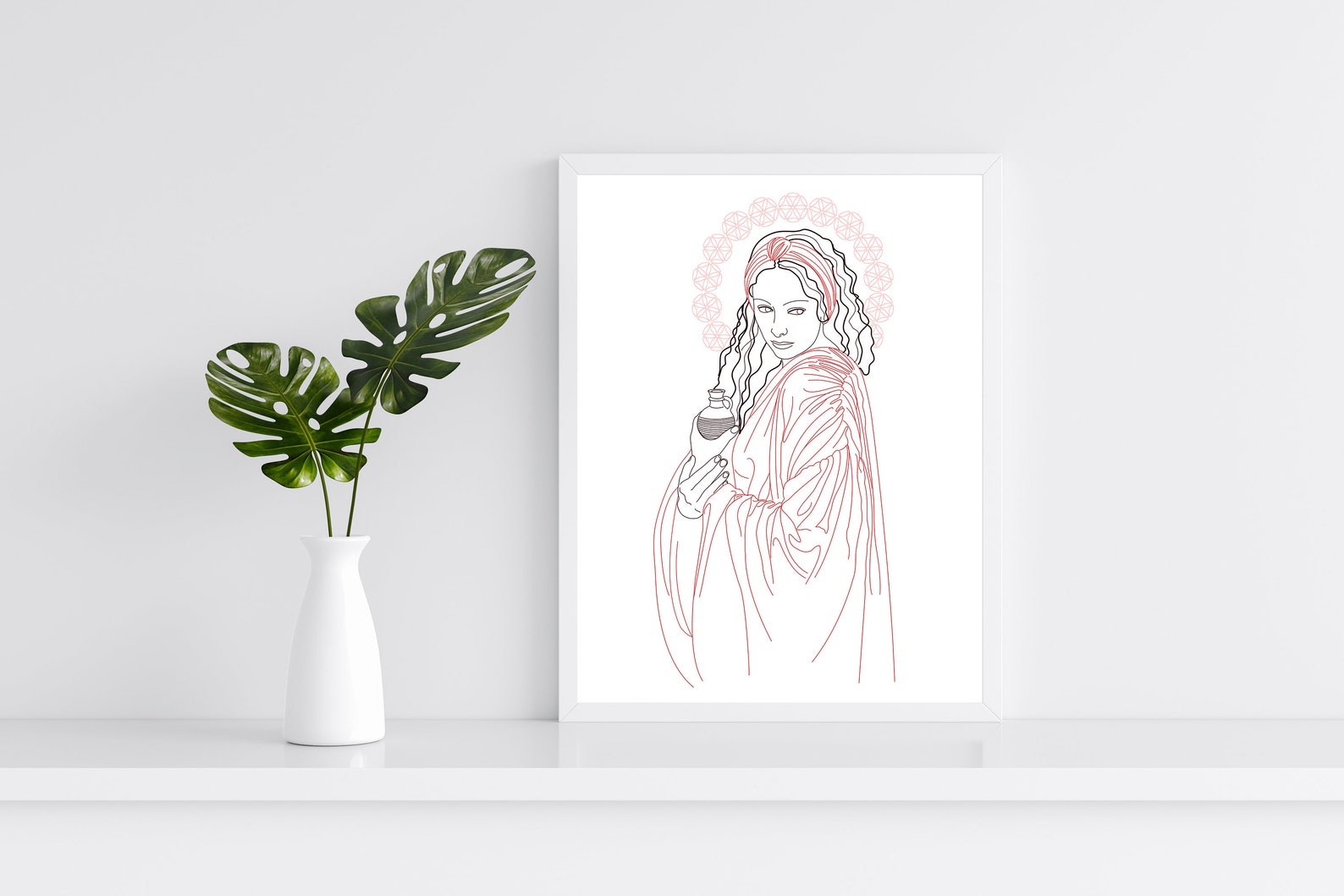 Mary Magdalene With First Century Jar - Line Art Portrait - Poster Art ...