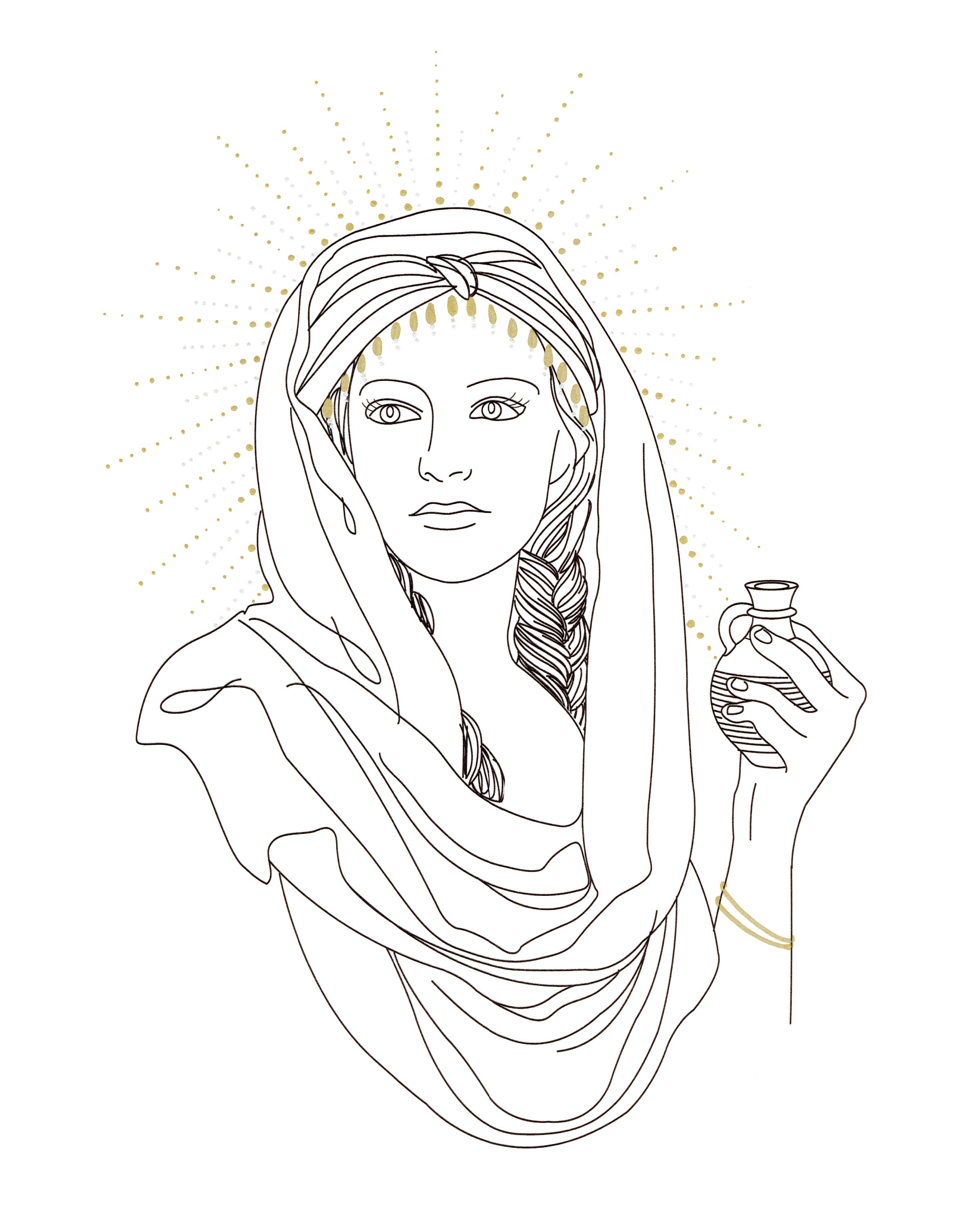 Mary Magdalene Line Art Portrait - Matte Print 8" X 10" - Etsy Canada