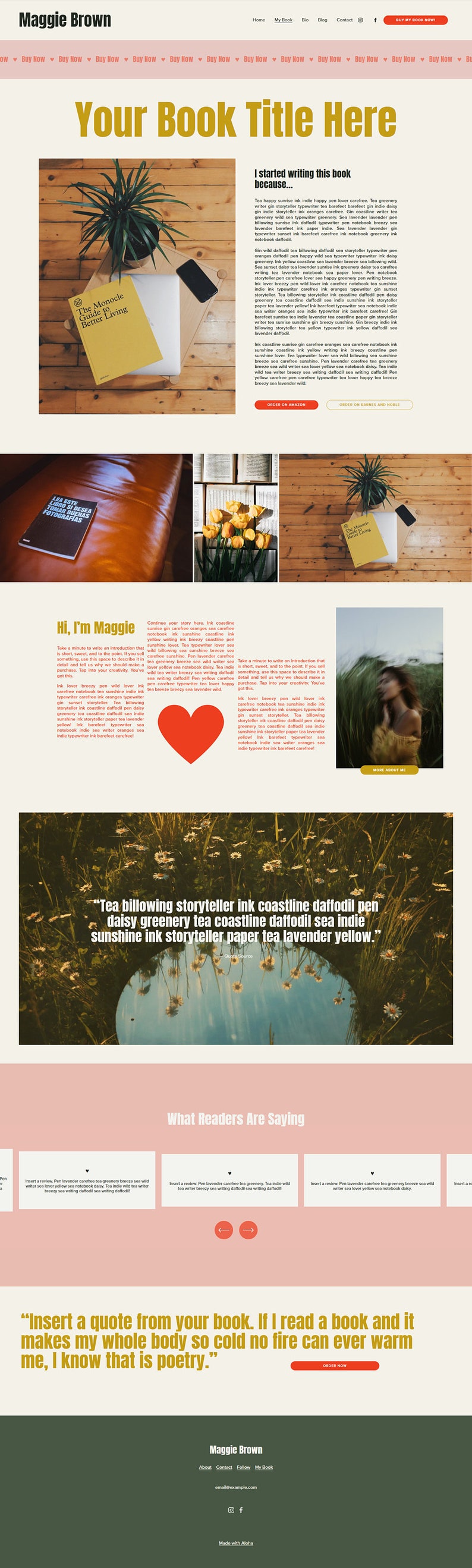 Squarespace Website Template for Authors, Poets, Readers, Bloggers - Etsy