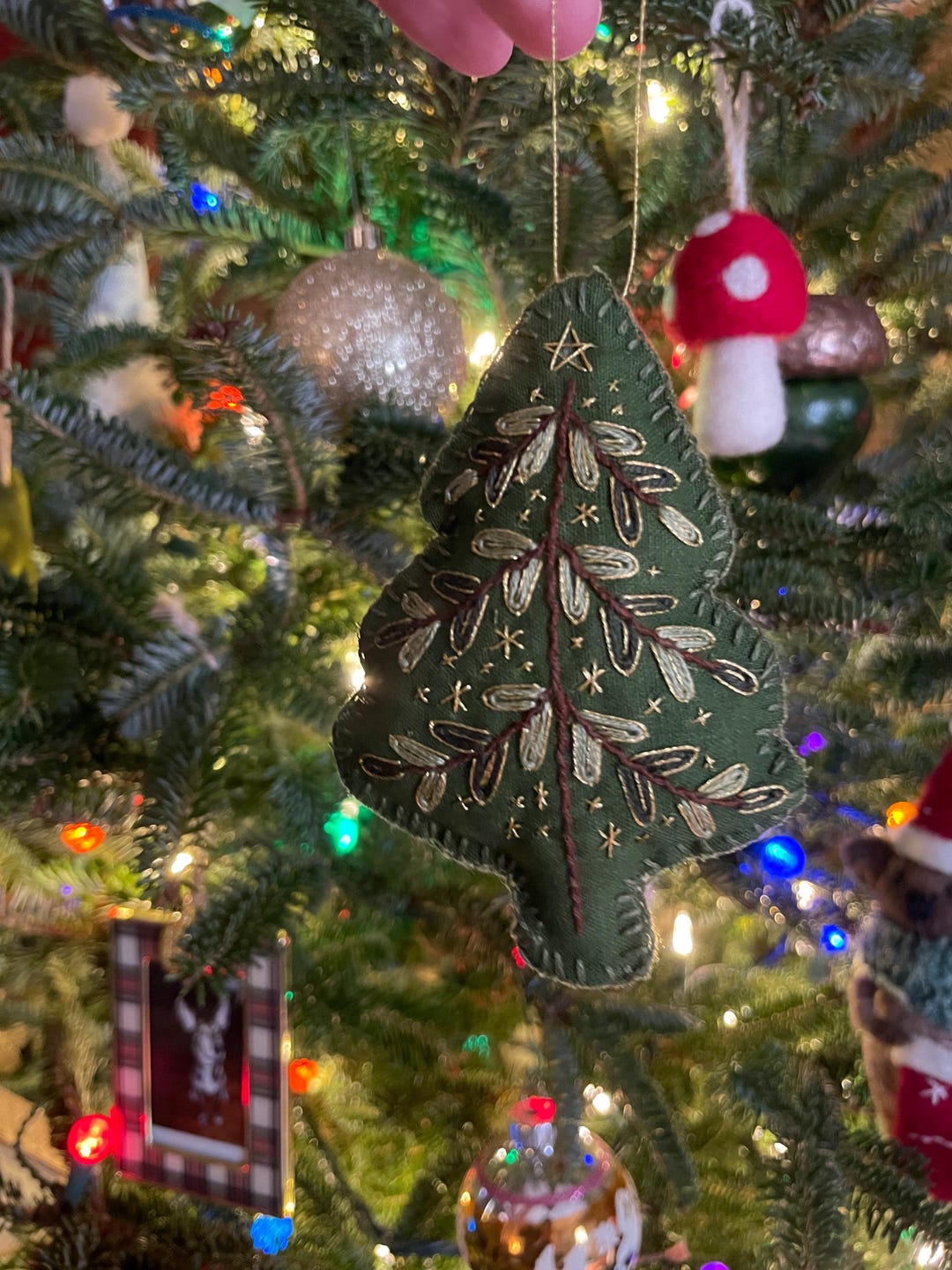 Hand Embroidered Christmas Yule Tree Ornament - Etsy