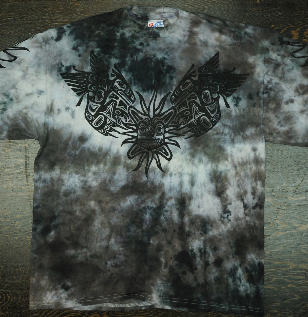 Vintage Nappy Threads Native Tribal on Grey Tye Dye Long Sleeve Tee ...