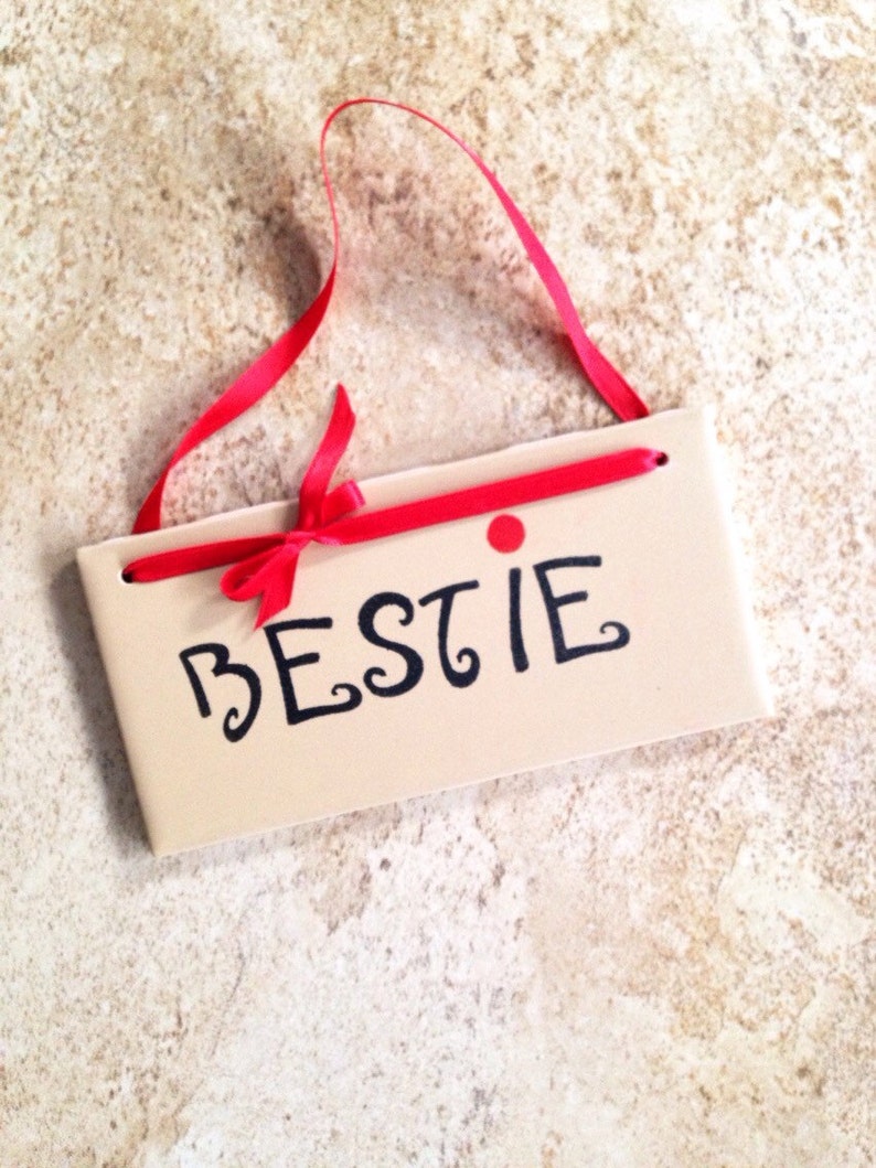 Small Tile Sign Bestie Sign Kitchen Wall Sign Handmade - Etsy