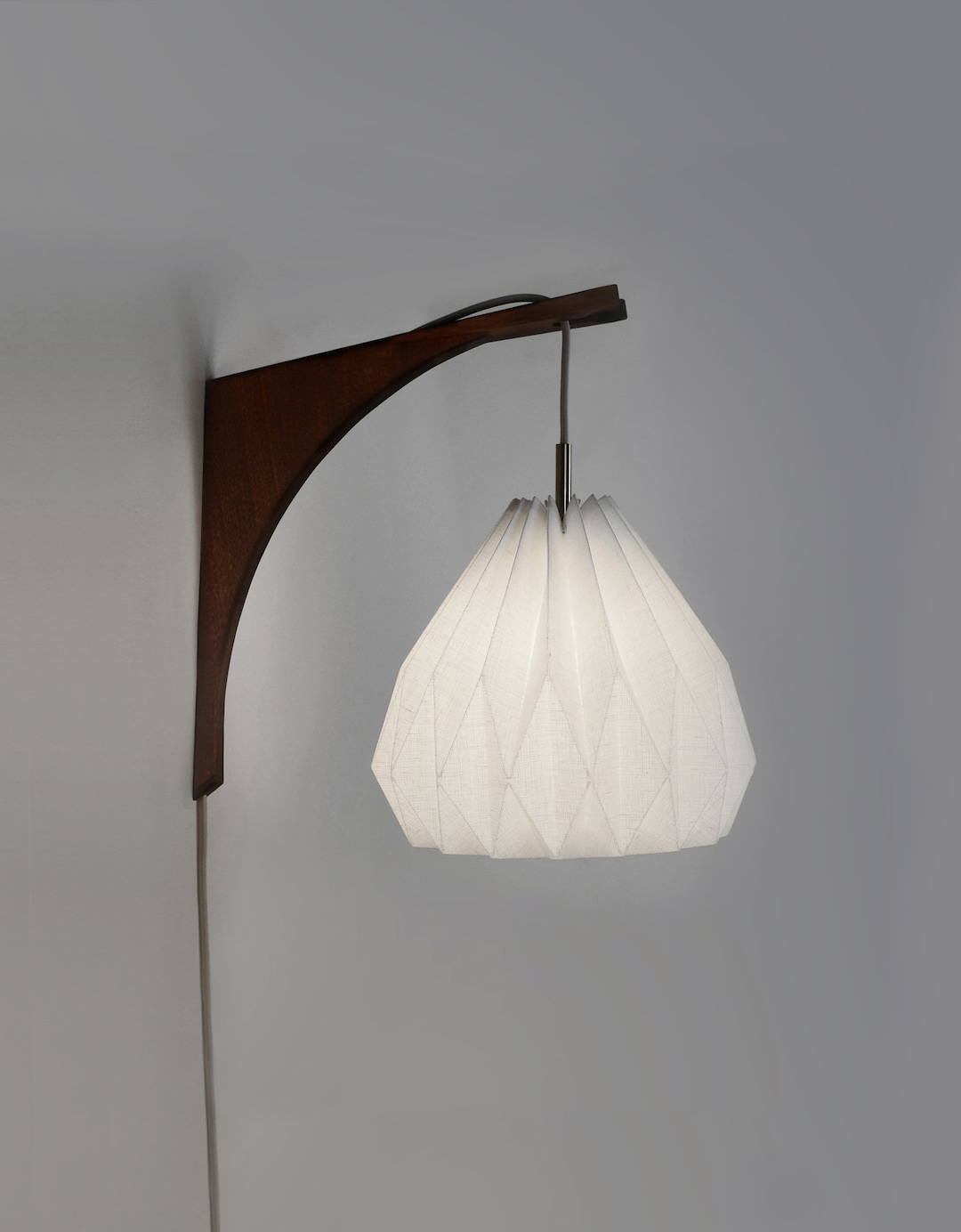 Wall Pendant Light / Hanging Lamp With Wooden Bracket / 100% White ...