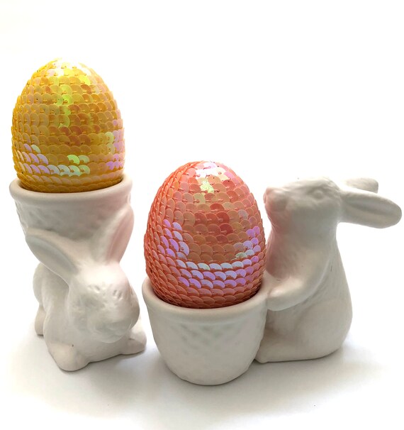 Pair Ceramic Egg Holderseaster Egg Holdersbunny Egg - Etsy