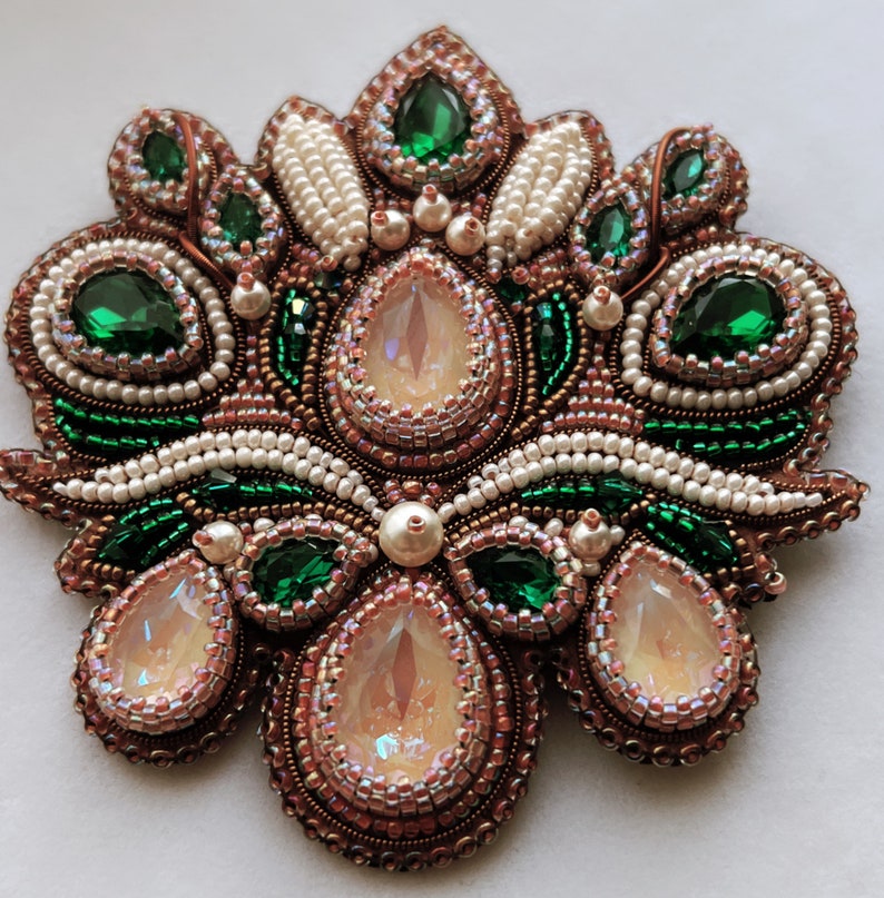 Art Deco Beaded Embroidery Brooch /handmade Brooch /handmade Gifts - Etsy