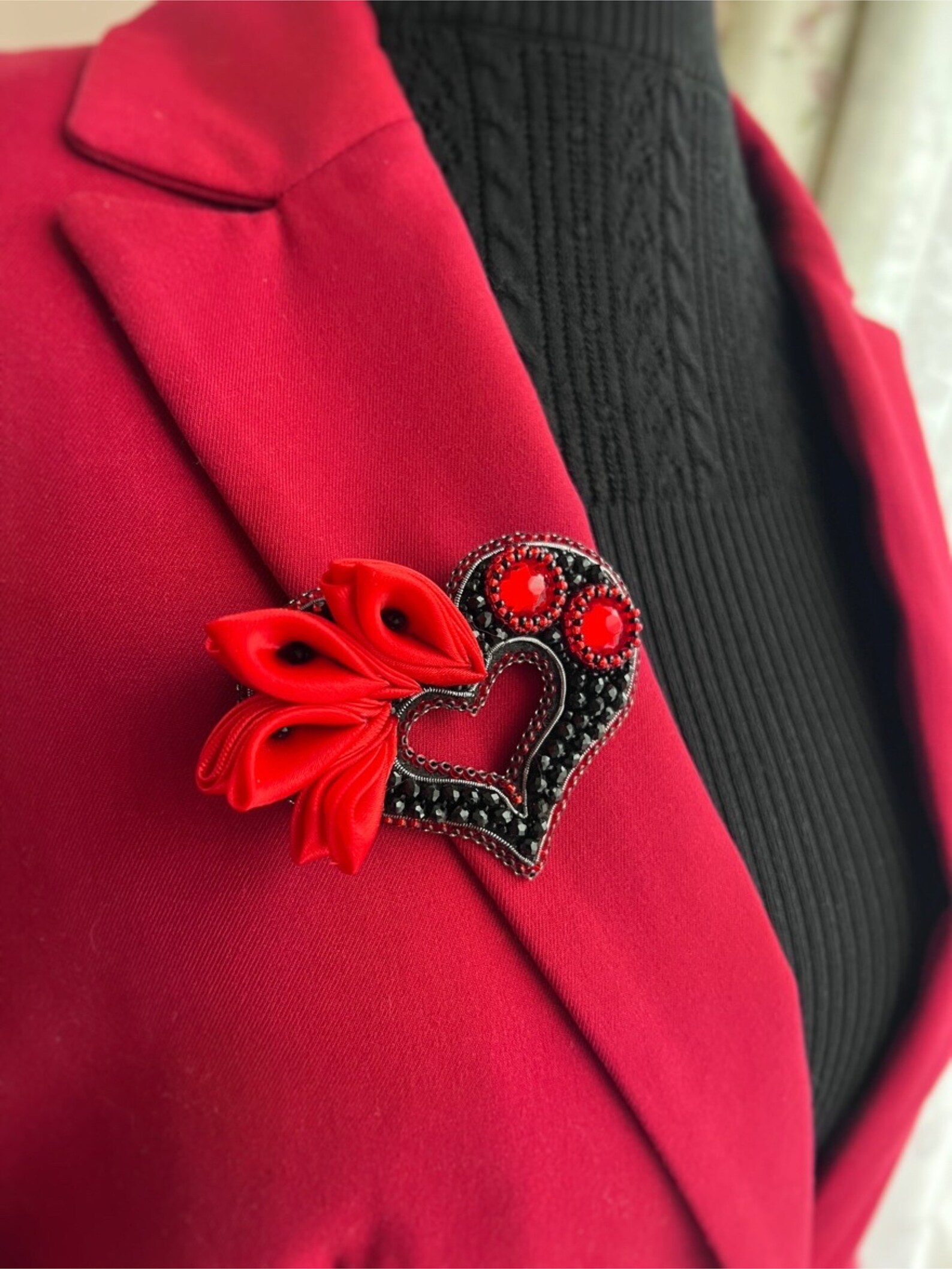 Handmade Heart Brooch ,embroidery Heart Brooch - Etsy