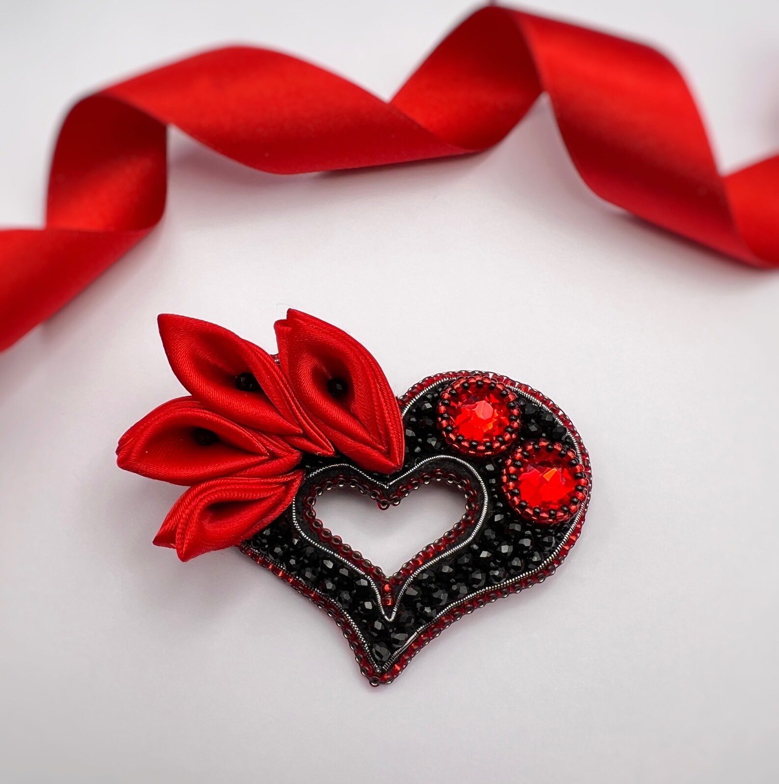 Handmade Heart Brooch ,embroidery Heart Brooch - Etsy
