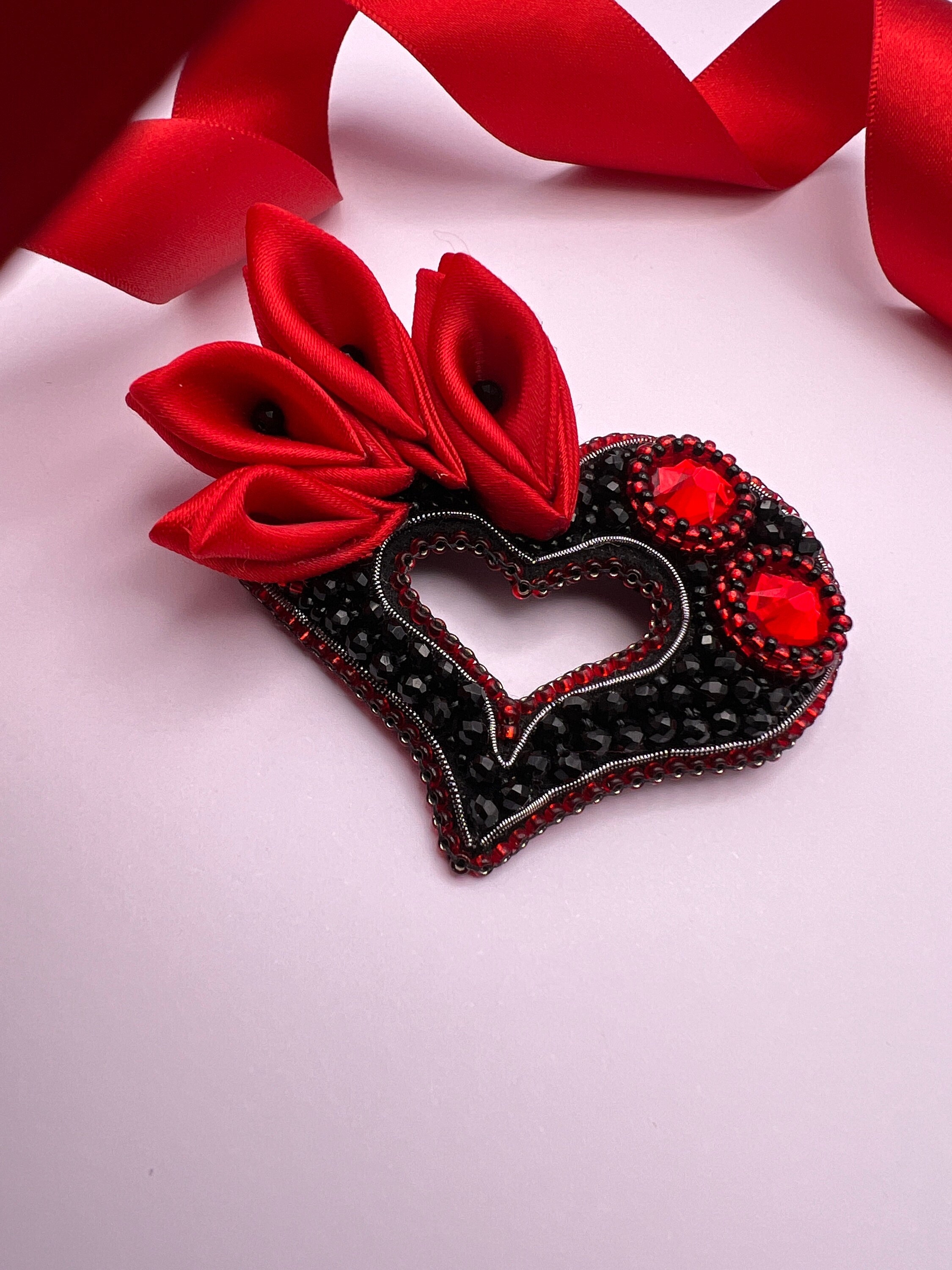 Handmade Heart Brooch ,embroidery Heart Brooch - Etsy