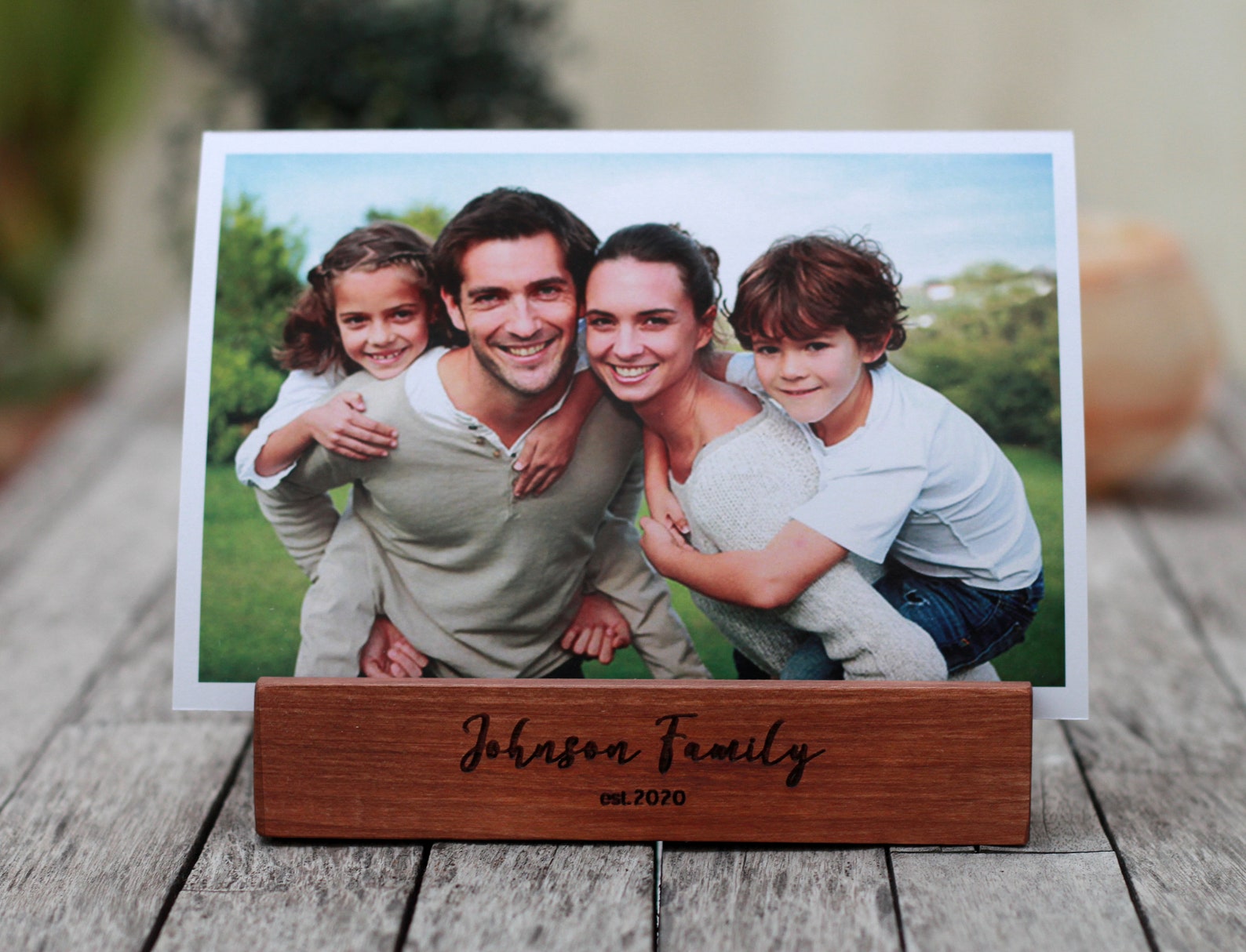 Personalized Photo Holder Stand Name Card Holder Wood Block - Etsy