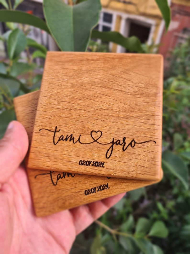 Personalized Coaster Set, Custom Wood Coaster Set, Wedding Gift for ...