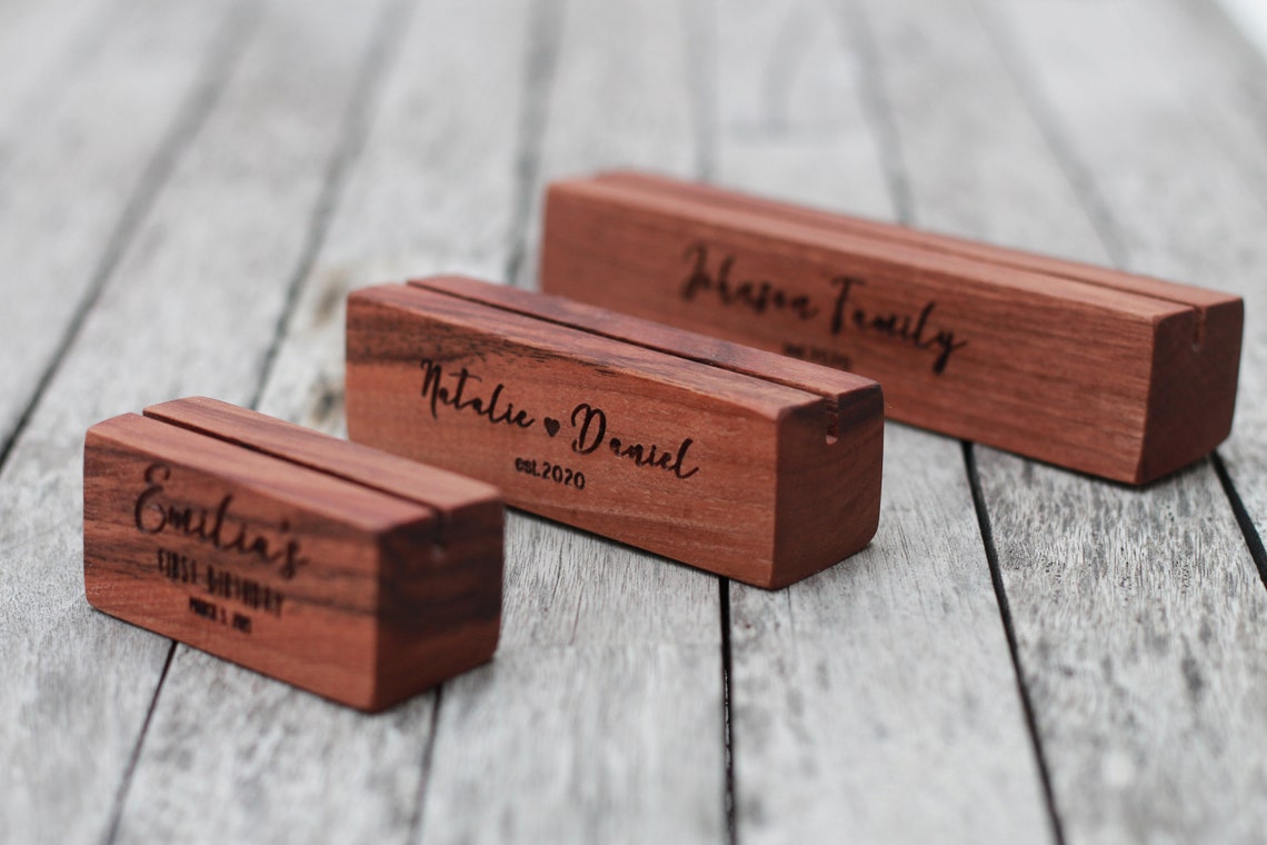 Personalized Photo Holder Stand Name Card Holder Wood Block - Etsy