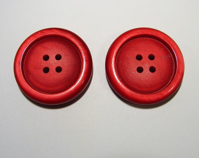 Vintage Buttons Red (2), Vintage Button, Large Red Button, Coat Button ...
