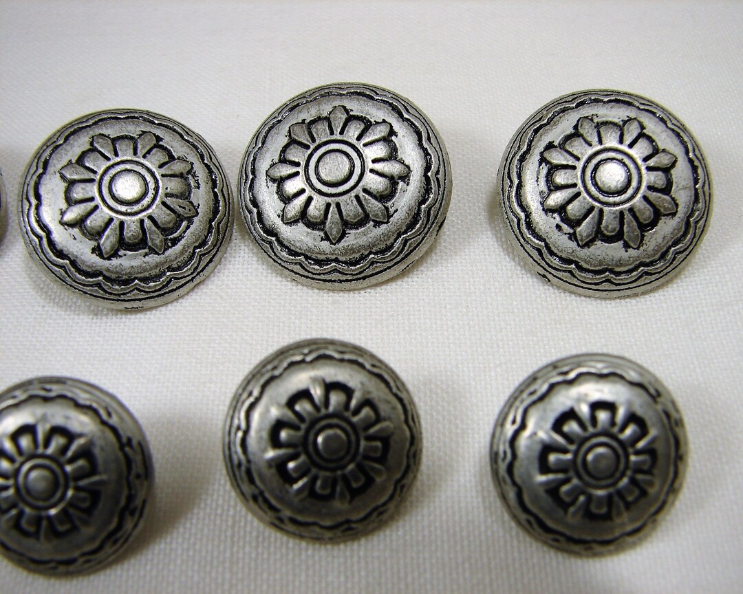 Pewter Shank Buttons (8), Vintage Buttons, Streamline Buttons ...