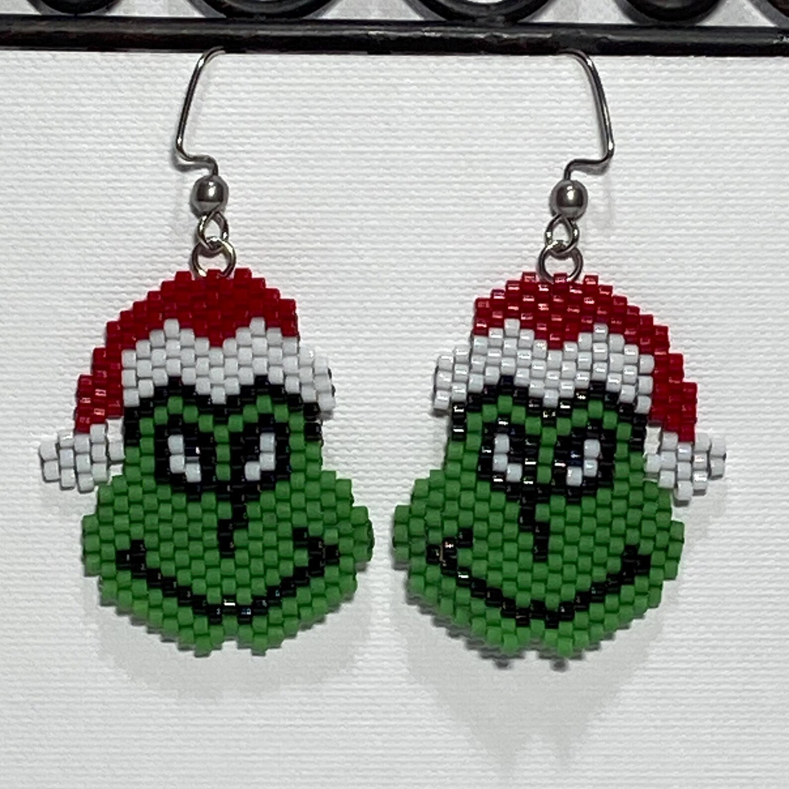 Grinch Earrings, Grinch Christmas Earrings, Handmade Christmas Earrings ...