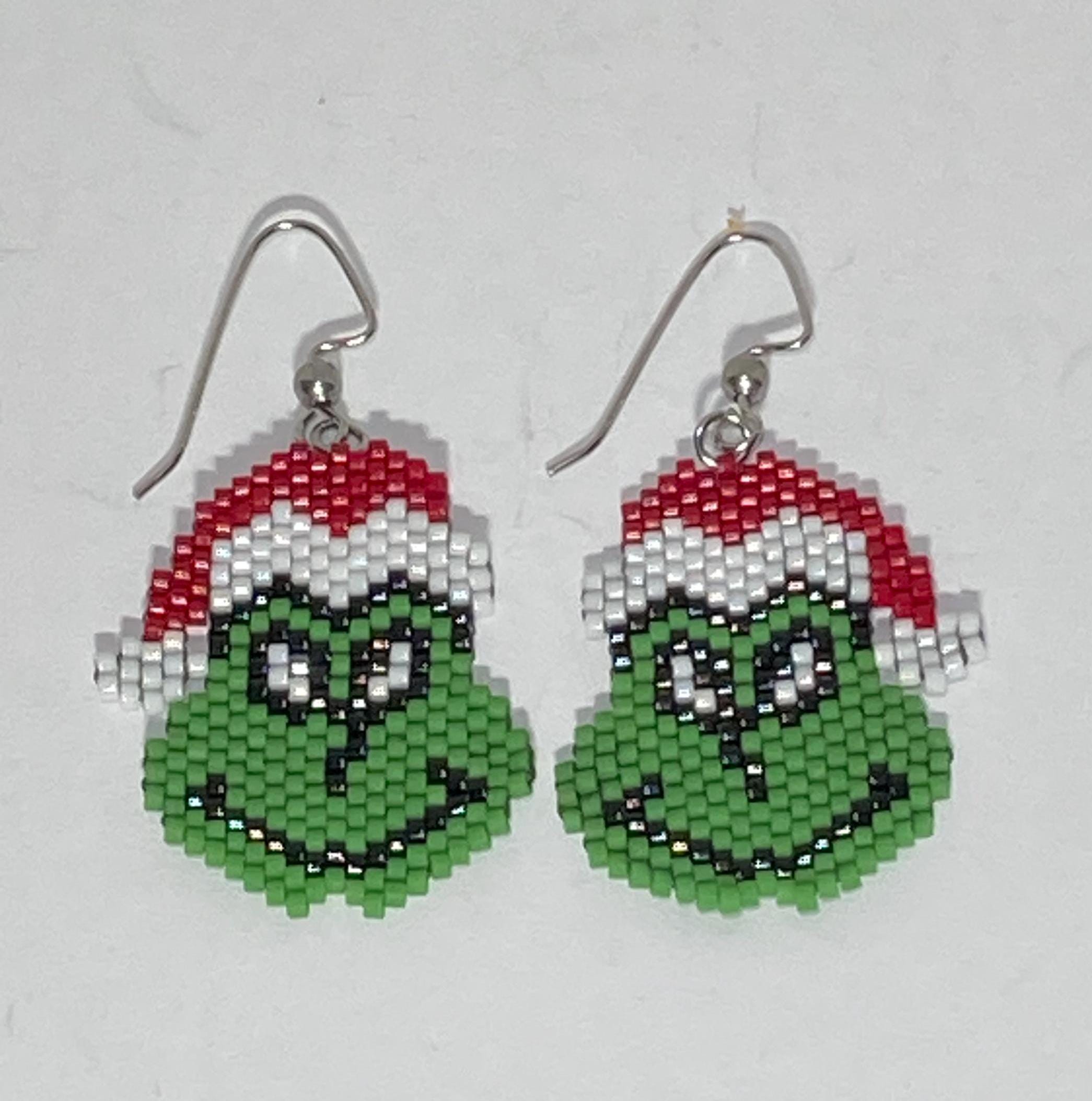 Grinch Earrings, Grinch Christmas Earrings, Handmade Christmas Earrings ...