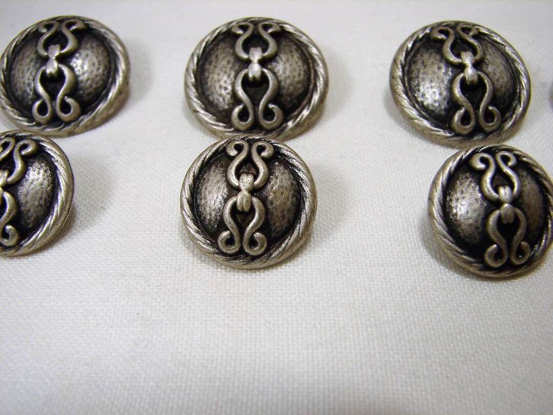 Vintage Pewter Shank Buttons (8), Streamline Buttons, Steampunk Buttons ...
