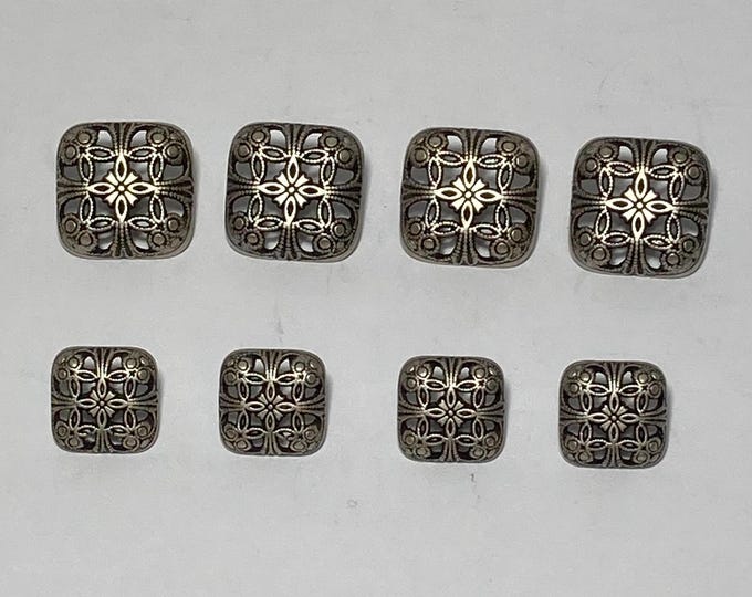 Vintage Pewter Shank Buttons, Streamline Floral Design (8) - Etsy