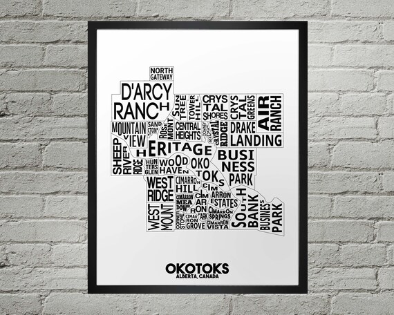 Okotoks Neighbourhood City Map Print Handmade Okotoks - Etsy Canada