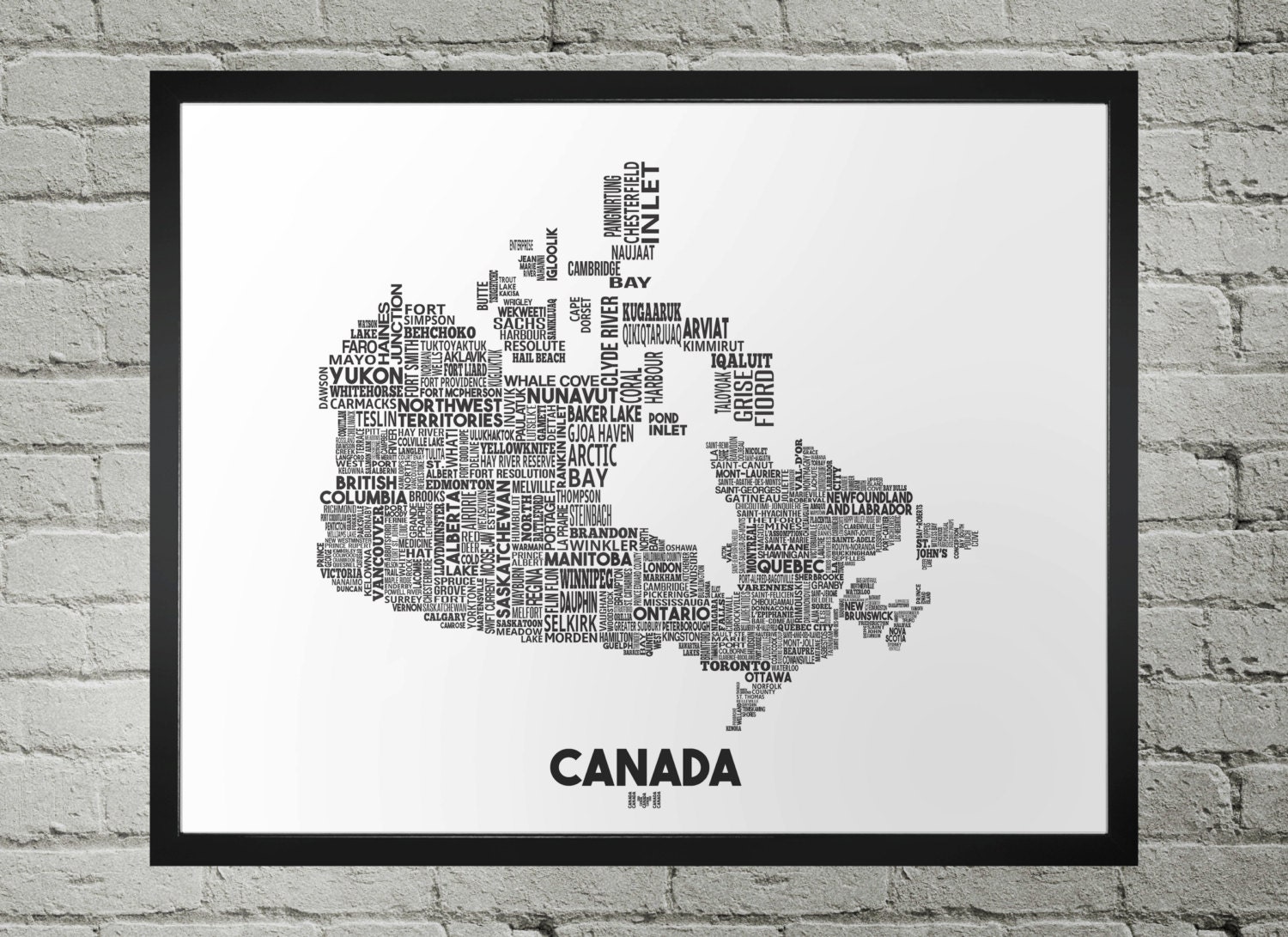 Canada City Typography Map Print Handmade Canada Map - Etsy Canada
