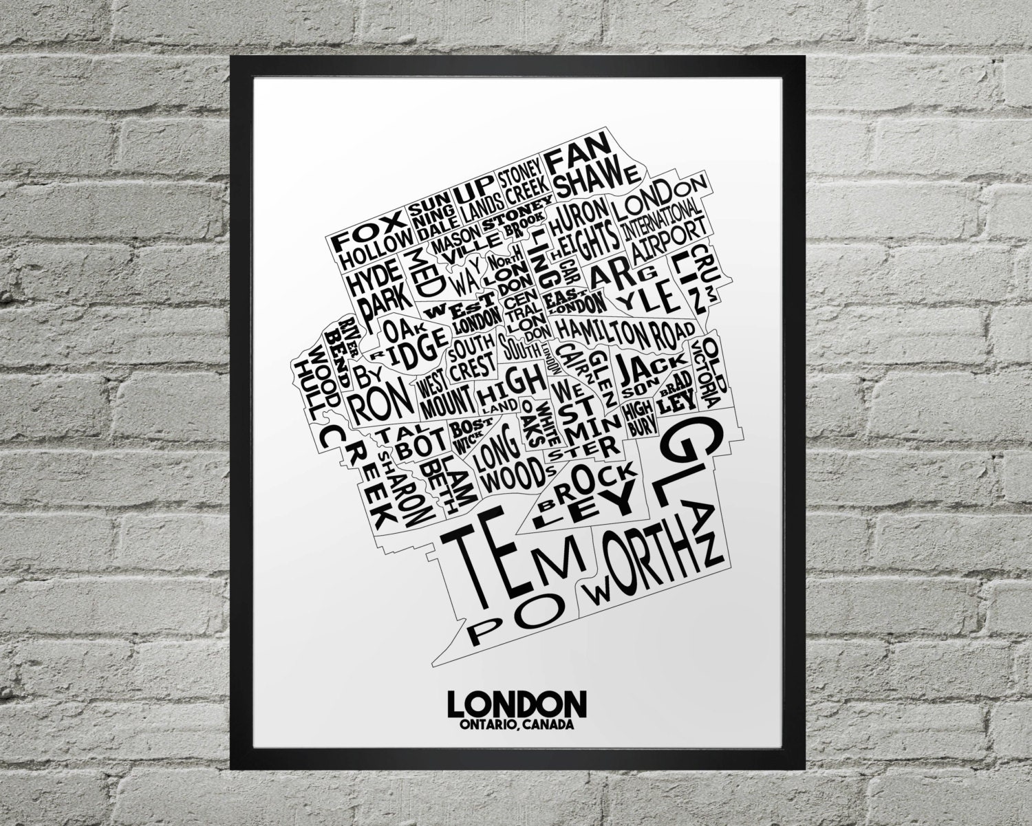 London Ontario Neighbourhood City Map Print Handmade - Etsy