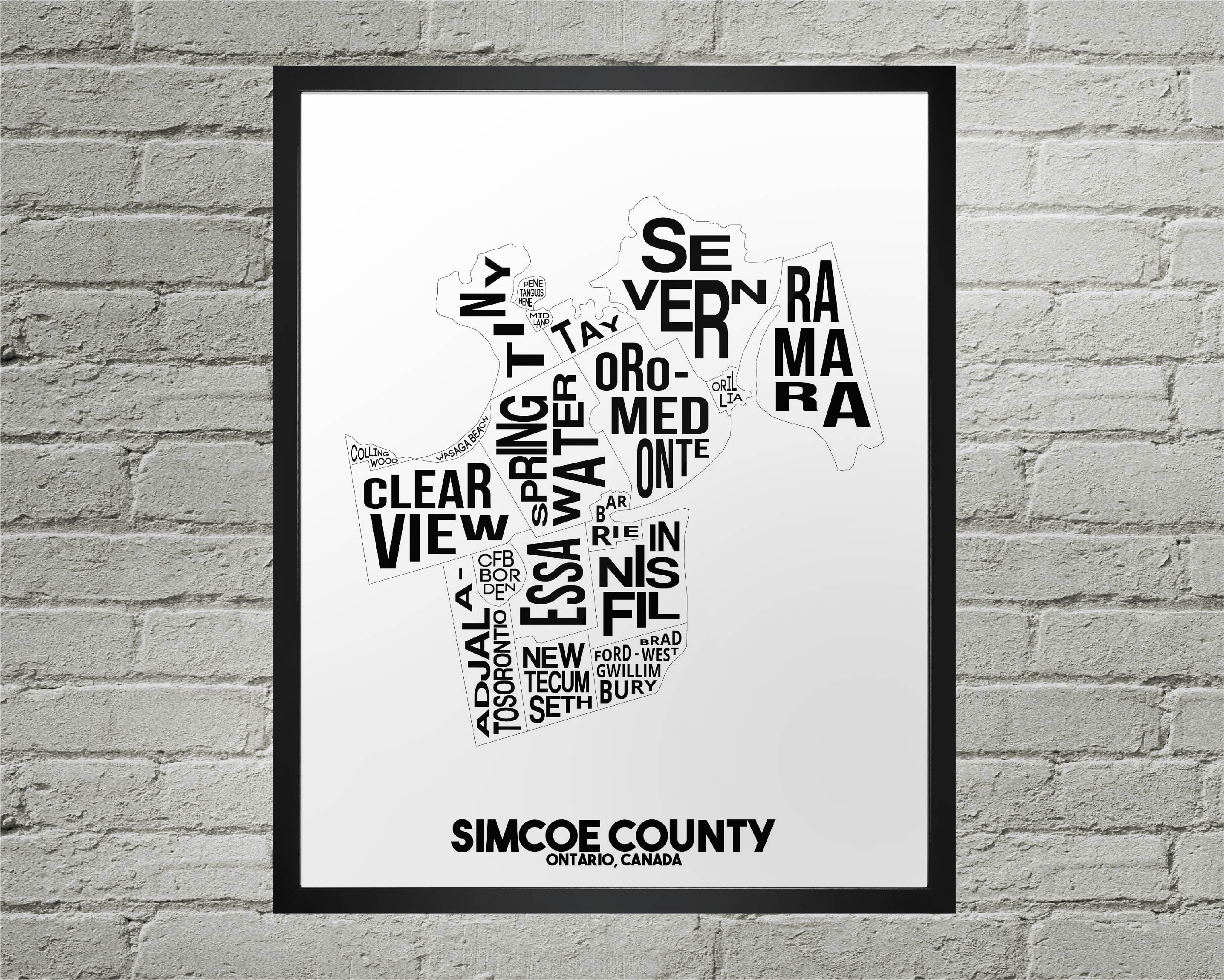 Simcoe County Municipalities City Map Print Handmade - Etsy