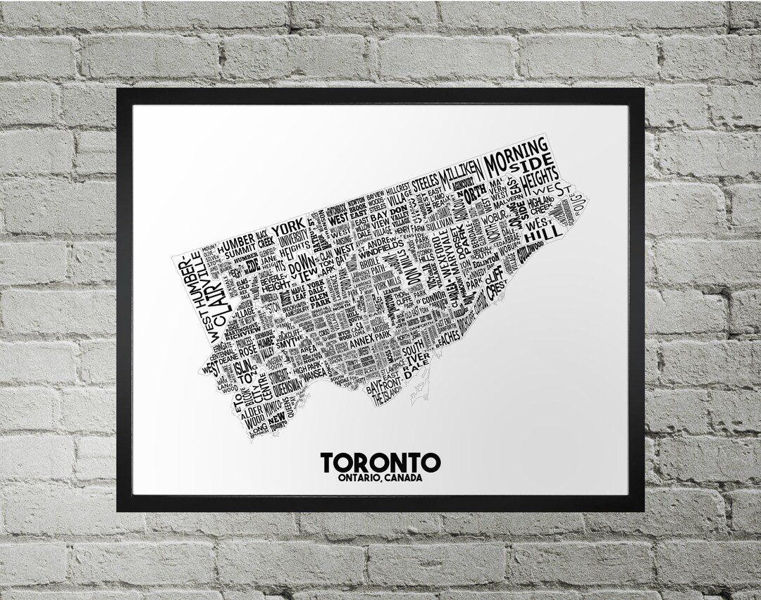 Toronto Neighbourhood City Map Print | Handmade | Toronto Ontario Map ...