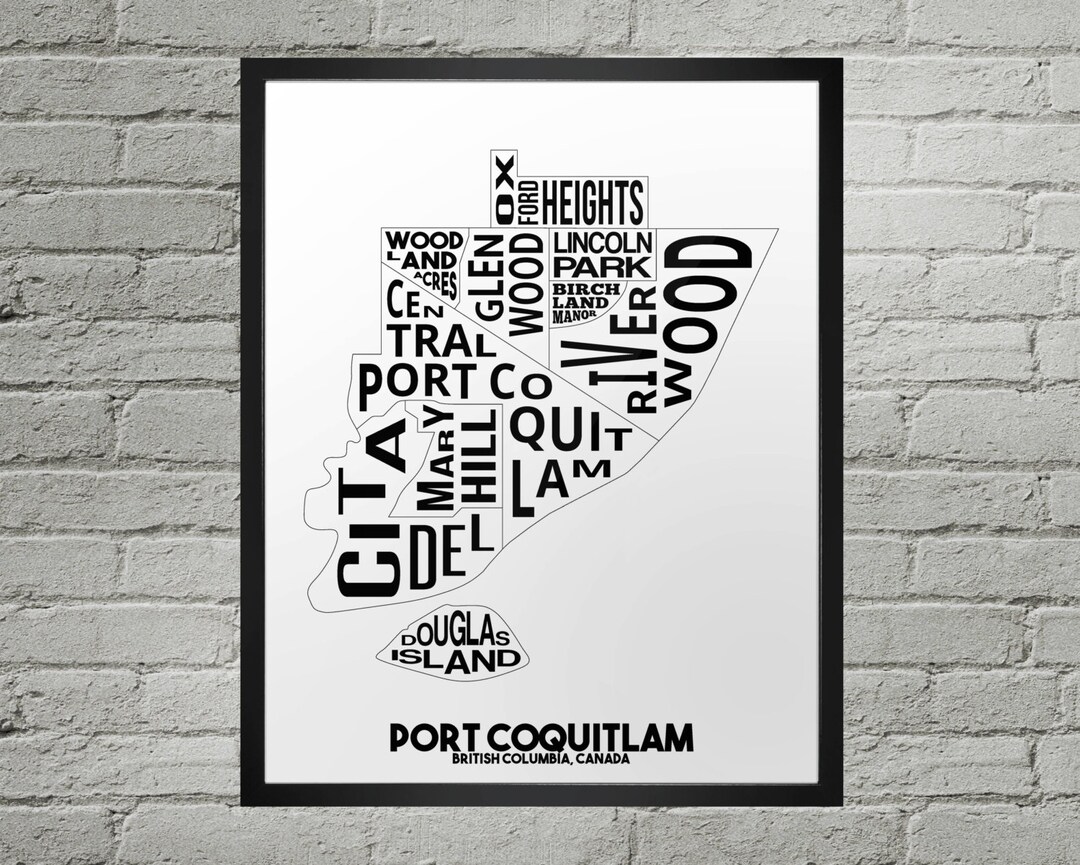 Port Coquitlam Neighbourhood City Map Print Handmade Port Coquitlam ...