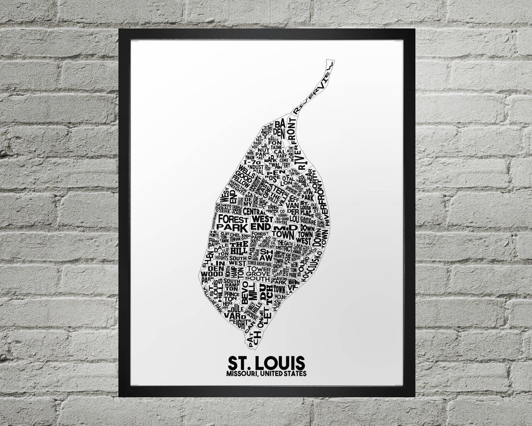 St Louis Neighborhood City Map Print | Handmade | St Louis Missouri Map ...
