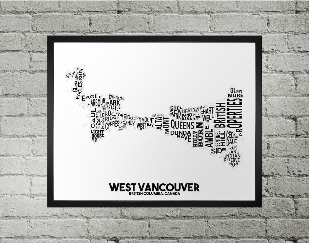 West Vancouver Neighbourhood City Map Print | Handmade | West Vancouver ...