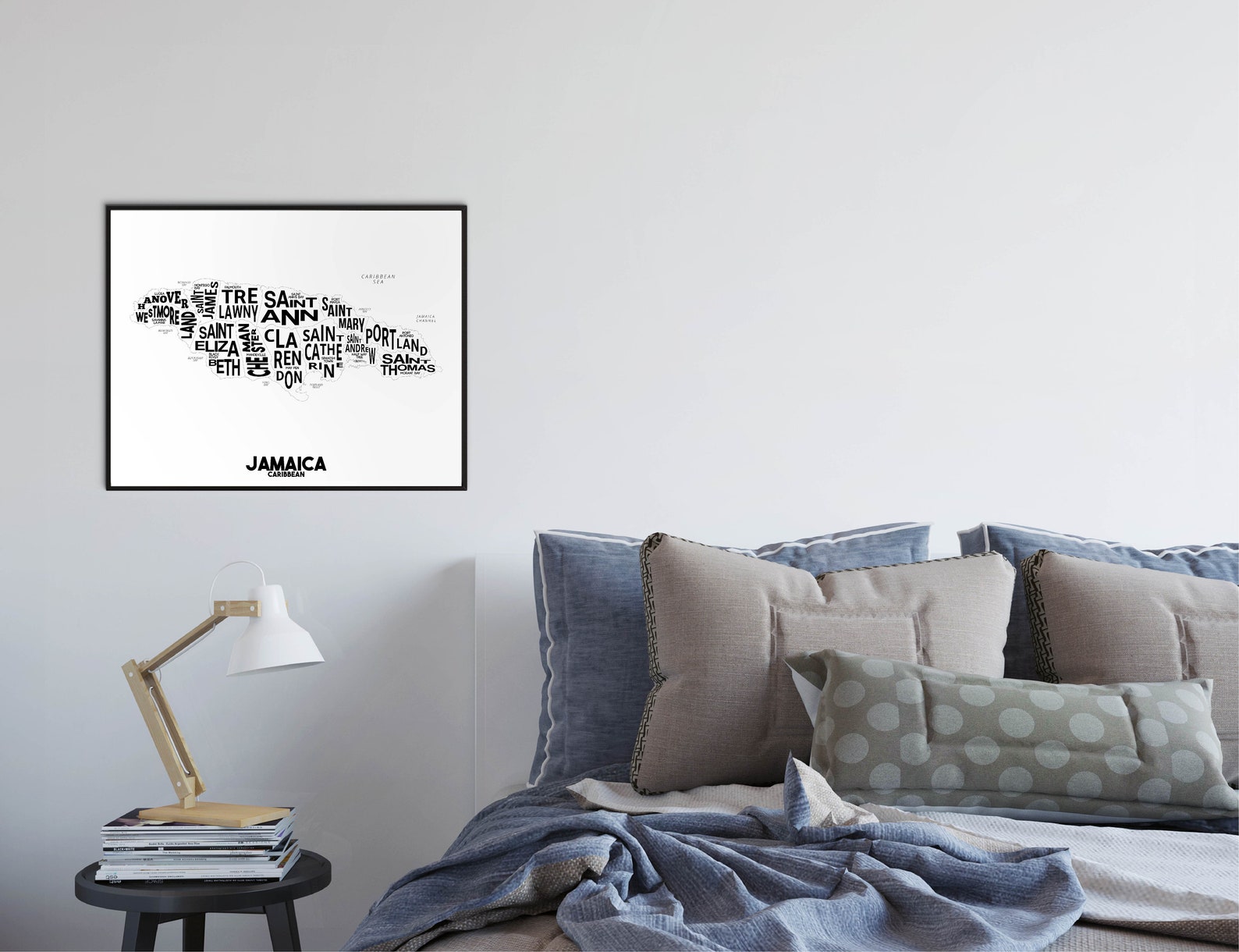 Jamaica Parishes Typography Map Print | Handmade | Jamaica Map ...