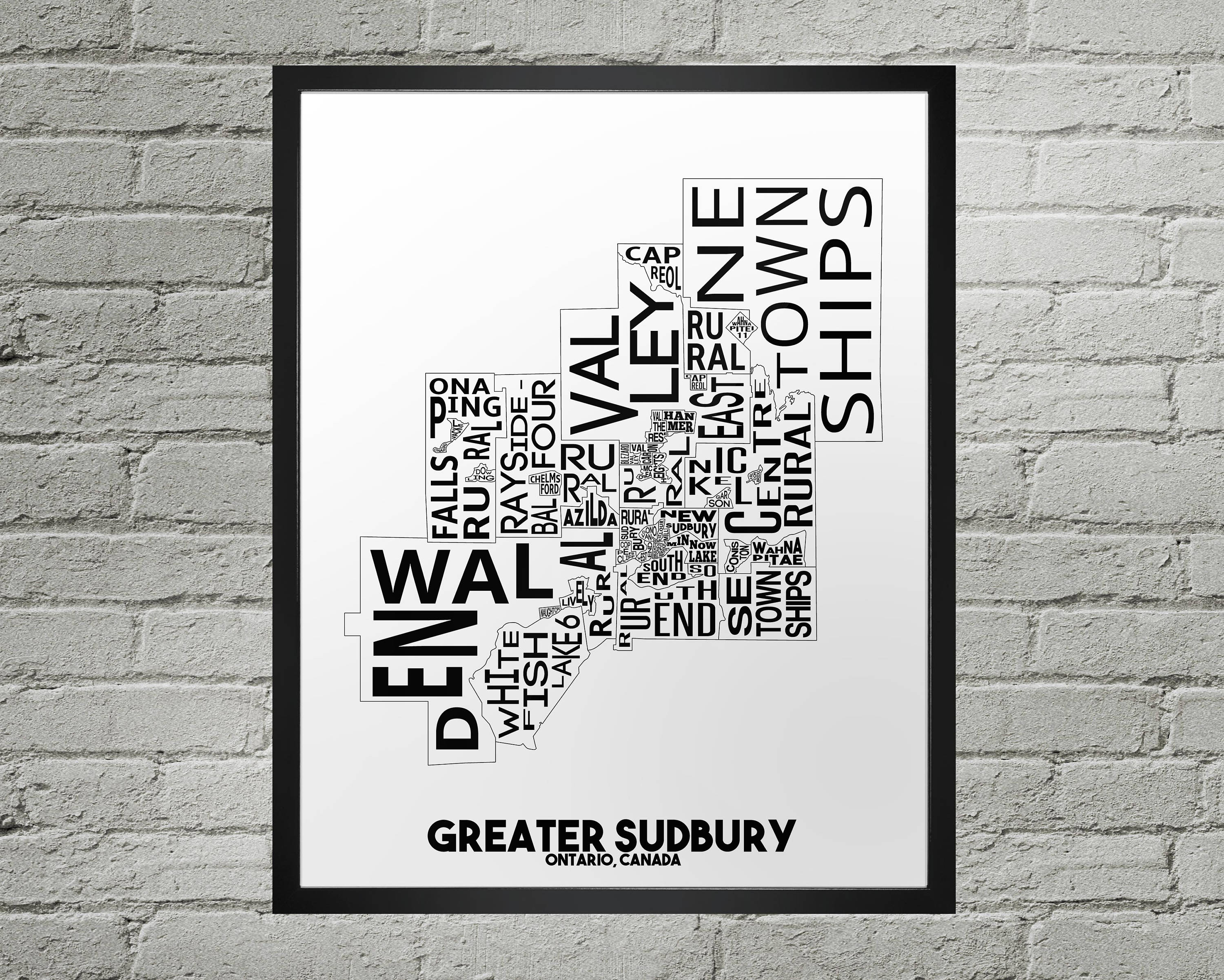 Greater Sudbury Neighbourhood City Map Print Handmade - Etsy Canada
