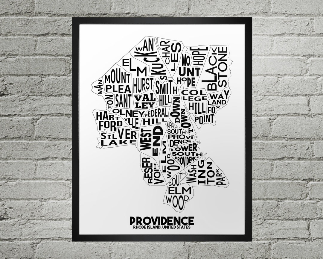 Providence Neighborhood City Map Print | Handmade | Providence Rhode ...